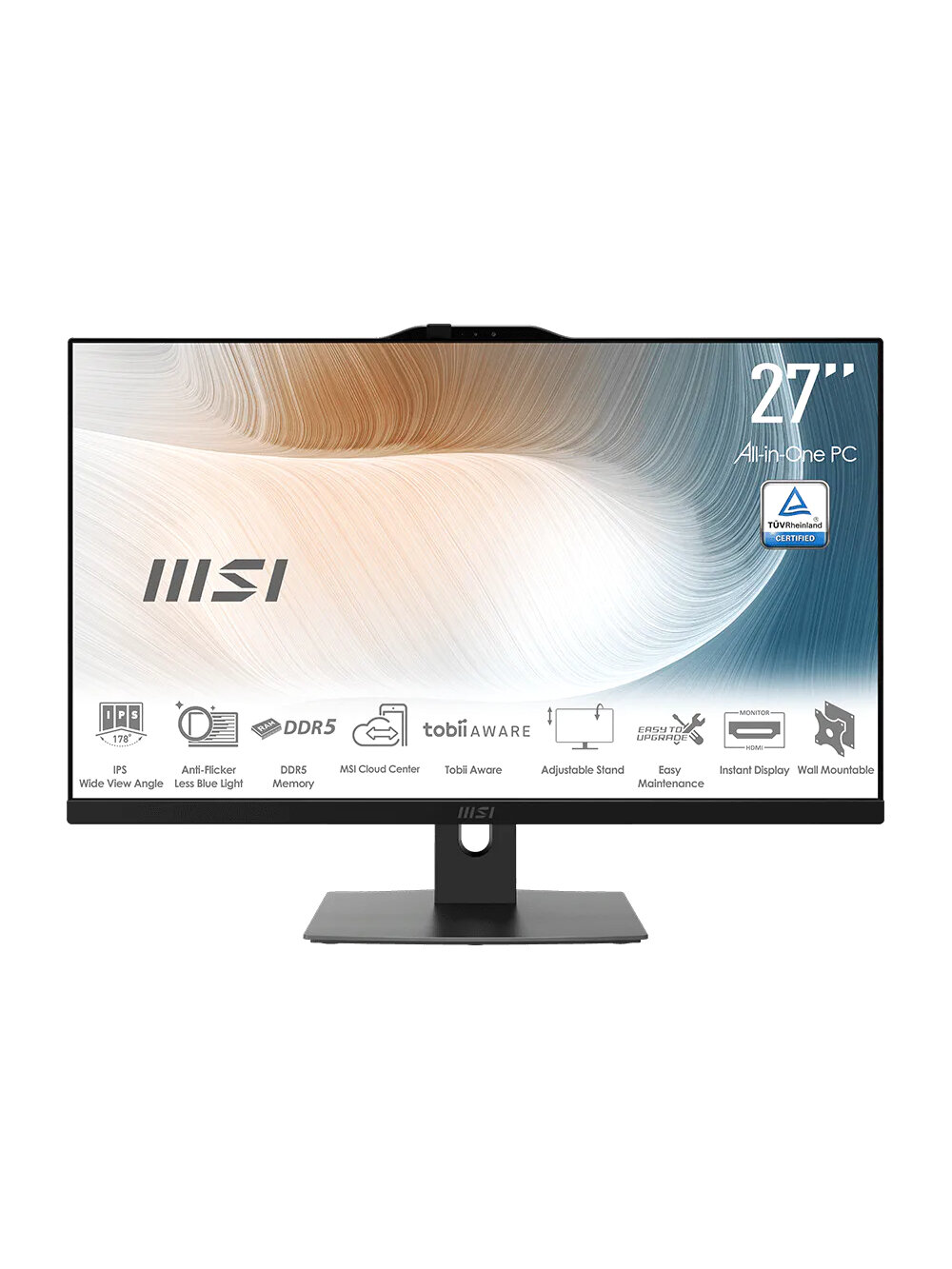 Моноблок 9S6-AF8241-1461 MSI Modern AM272P 1MA-1461XRU 27"(1920x1080 IPS)/Intel Core 5 120U(1.4Ghz)/16384Mb/500SSDGb/noDVD/Int: Intel® Graphics/Cam/BT/WiFi/war 1y/7.5kg/Black/noOS + Wireless KB+M