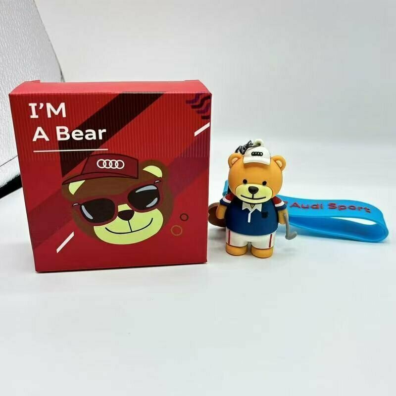 Брелок Audi Blind Box Bear с крючком, силиконовый, для ключей, защита от потери.