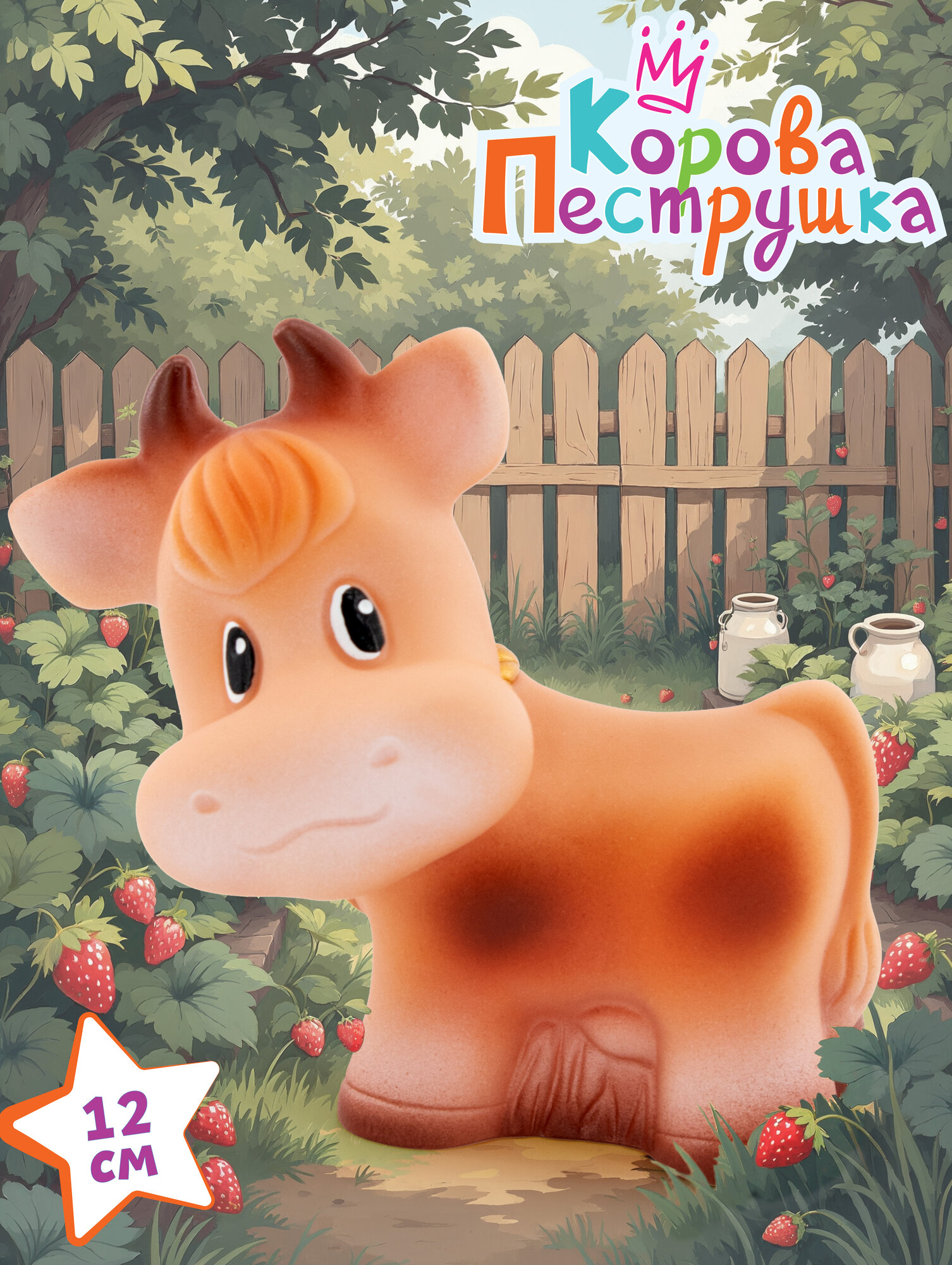 Резиновые игрушки для малышей и ванной Корова Пеструшка 12 см