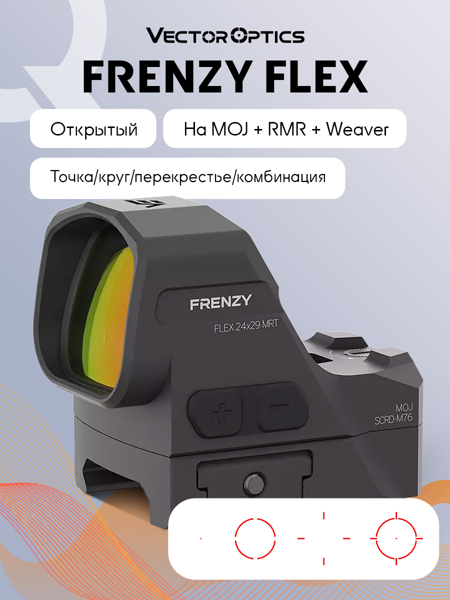 Коллиматорный прицел для пистолета Vector Optics Frenzy FLEX 1x24x29, открытый