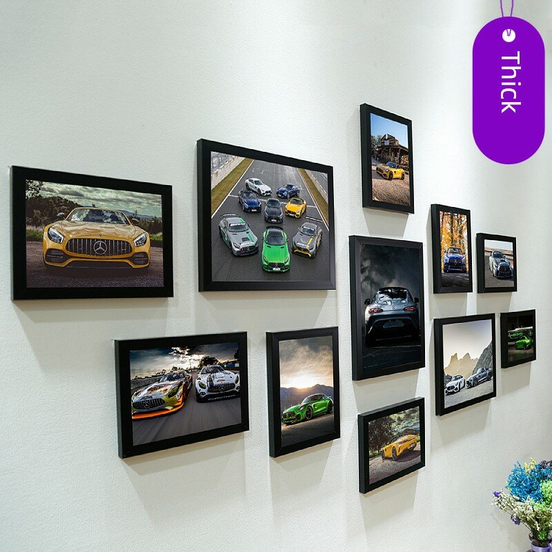 Набор настенных рамок AMG для постера с 3x10-дюймовыми и 8x7-дюймовыми печатями, холст 1180 мм, черный (усиленный)