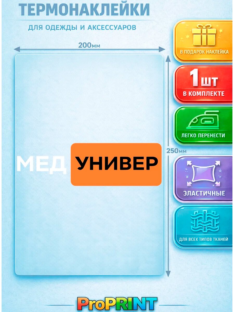 Термонаклейка на одежду надпись мед универ