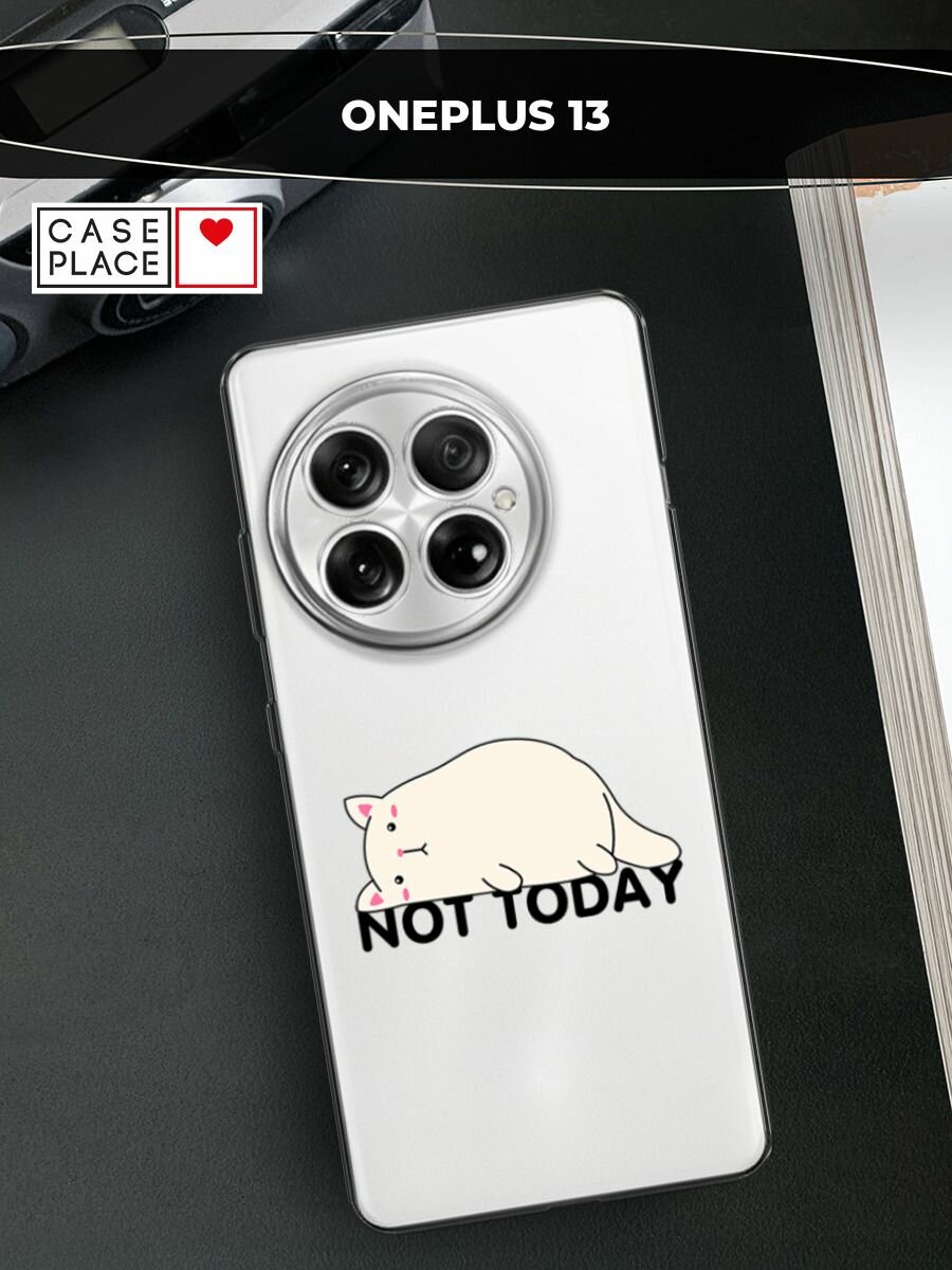 Чехол на OnePlus 13 / Ван Плас 13 с принтом "Cat not today", прозрачный