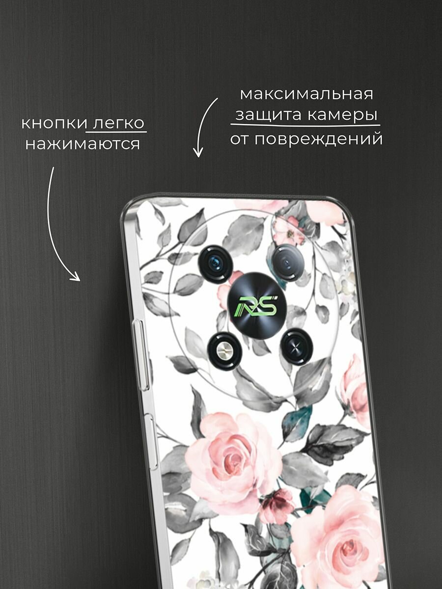 Силиконовый чехол на Itel RS4 / Ител РС4 с принтом "Розы на белом" — фото 1