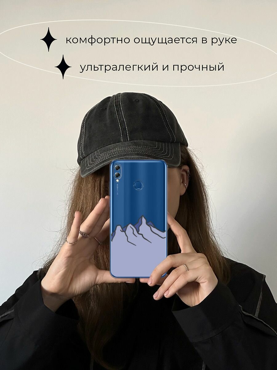 Силиконовый чехол на Honor 8X / Хонор 8Х с принтом "Гора", прозрачный — фото 1