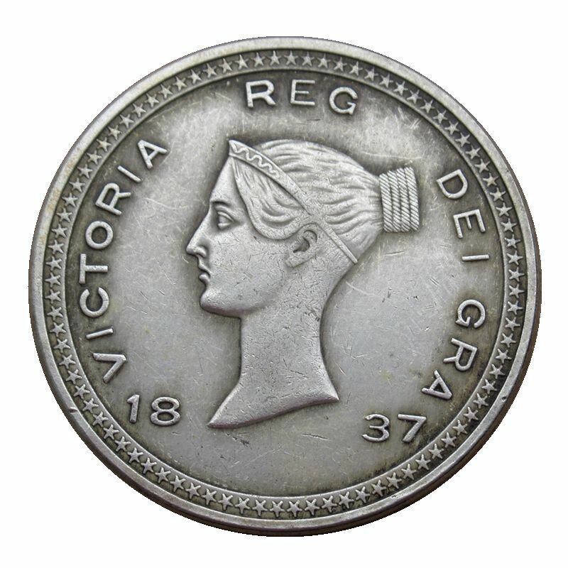 Копия памятной серебряной монеты Виктории 1837 года, посеребренная медь, британская монета
