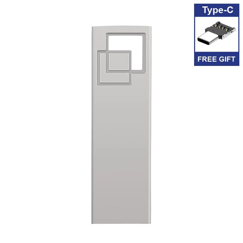 Водонепроницаемый флеш-накопитель Metal USB flash drive 128/64/32/16/8 ГБ 32 ГБ, Silver- Type C