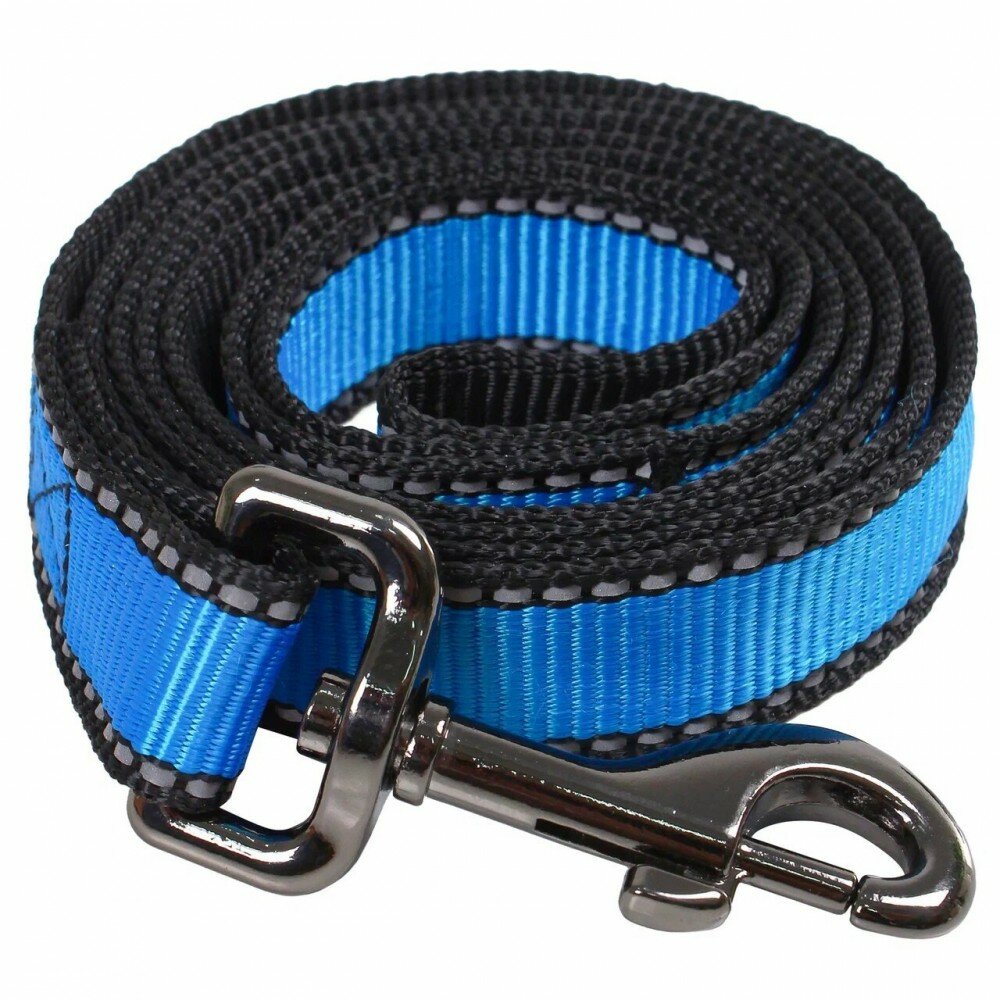 Зооник поводок капроновый с двойной латексной нитью "Эко" 3 м. х 20 мм, Синий