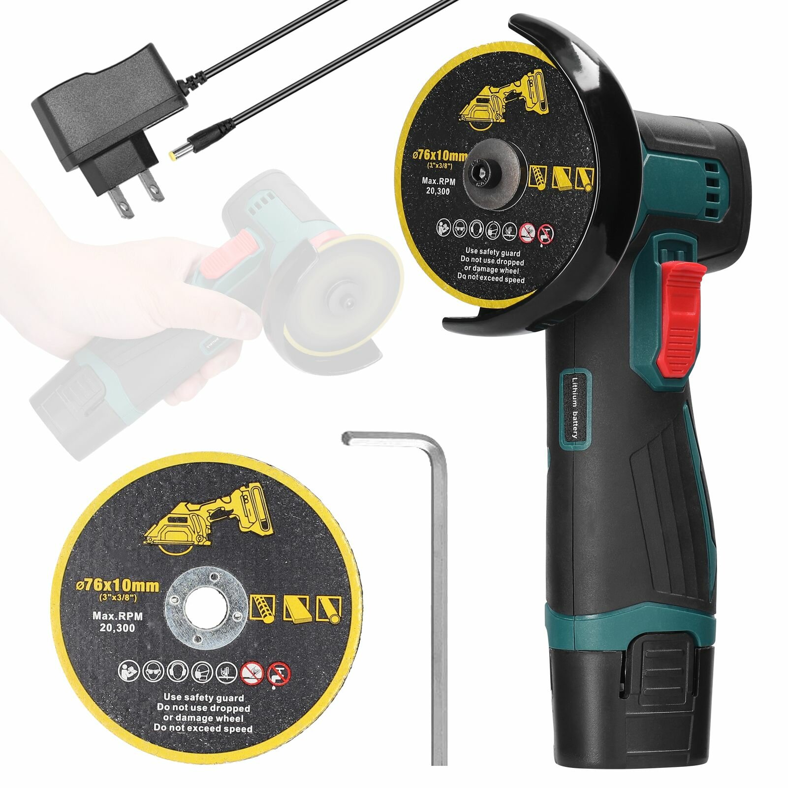 3-дюймовый электроинструмент для угловой шлифовальной машины с щеточным двигателем, многофункциональный ручной электроинструмент для резки на литиевой батарее