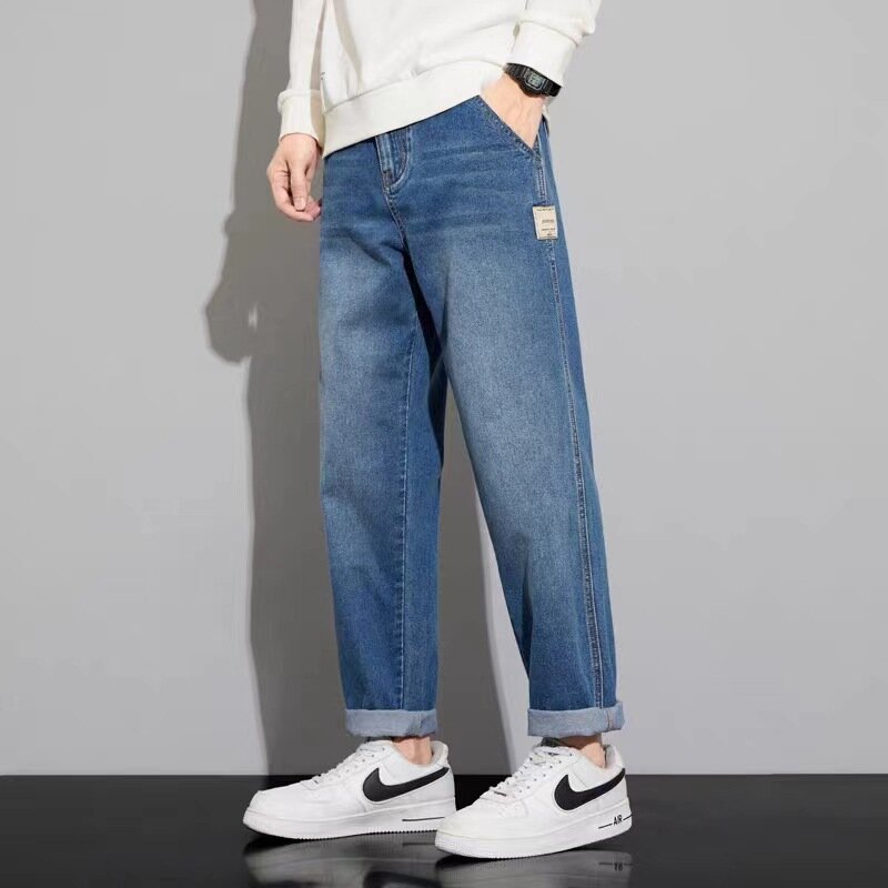 Охоты Брюки JYL Утеплённые джинсы мужские зимние толстые прямые широкие конические американские ретро девятидлинные повседневные