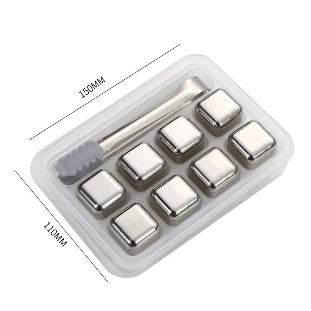 Кубики льда из нержавеющей стали 304 для виски 8pcs with box clip