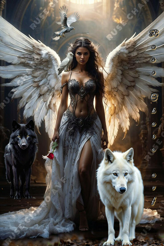 Картина по номерам для взрослых начинающих,(волк, Девушка) , Картина маслом своими руками для домашнего декора стен, 40x50 см, без рамки