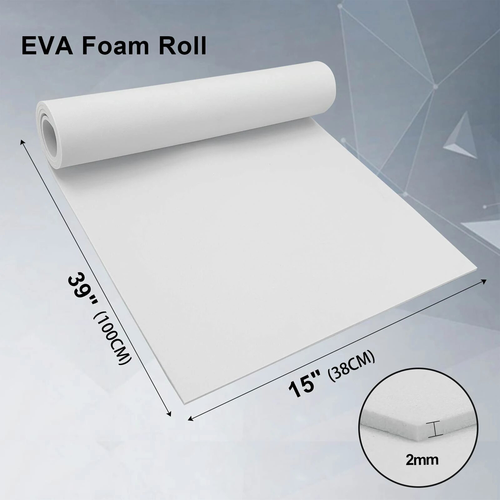 Лист пенопласта EVA 2-10 мм, 100x38 см White-Thickness 2mm