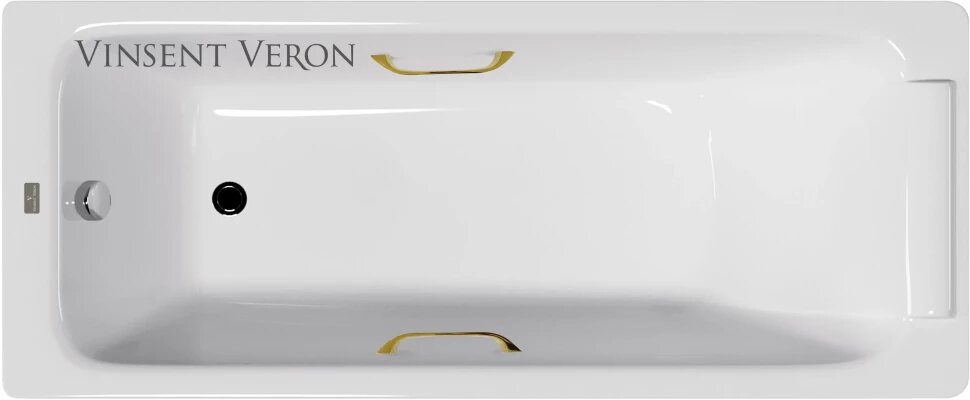 Ванна чугунная Vinsent Veron Italon VIT1707045H/VH0012GD 170x70 см, с ручками, белый