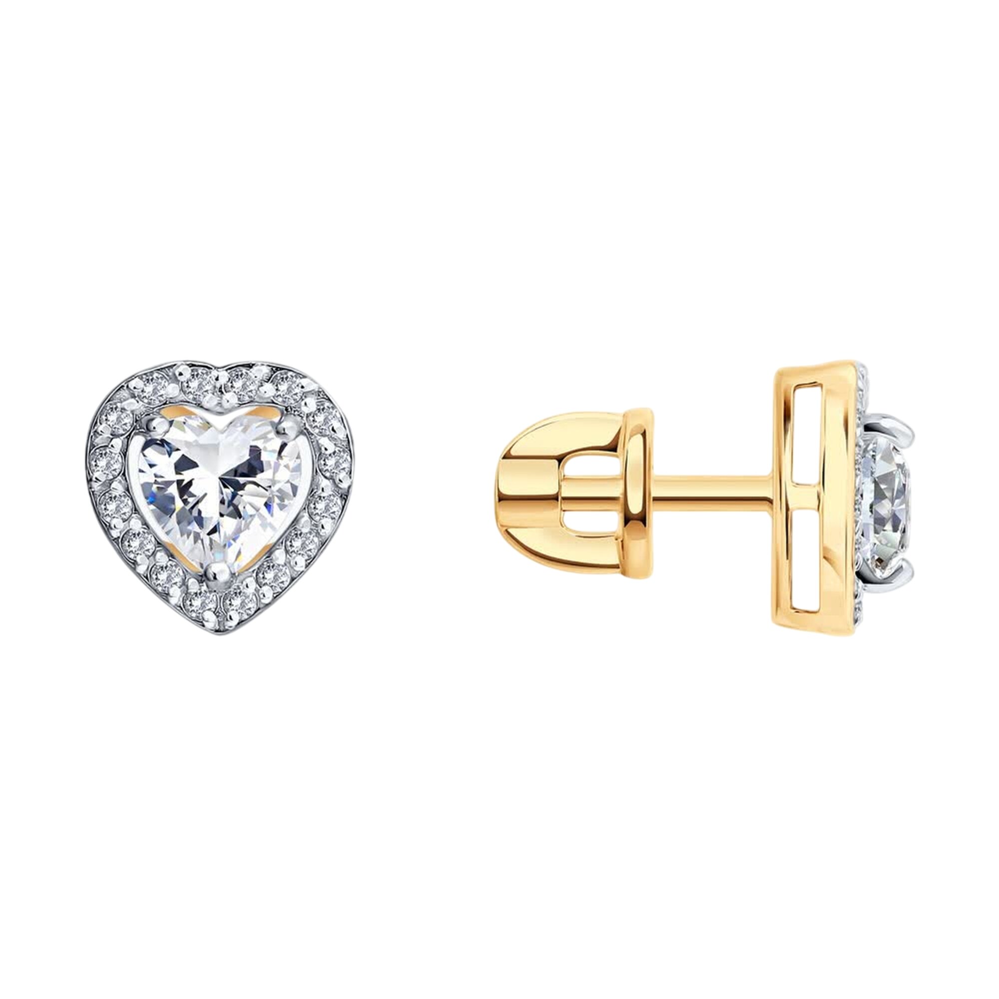 Серьги, красное золото, 585 проба, фианит