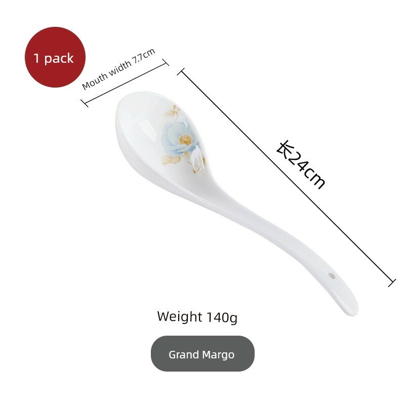 Ложка для супа из костяного фарфора, бытовая ложка с длинной ручкой, большая ложка, ложка для риса, керамическая ложка,