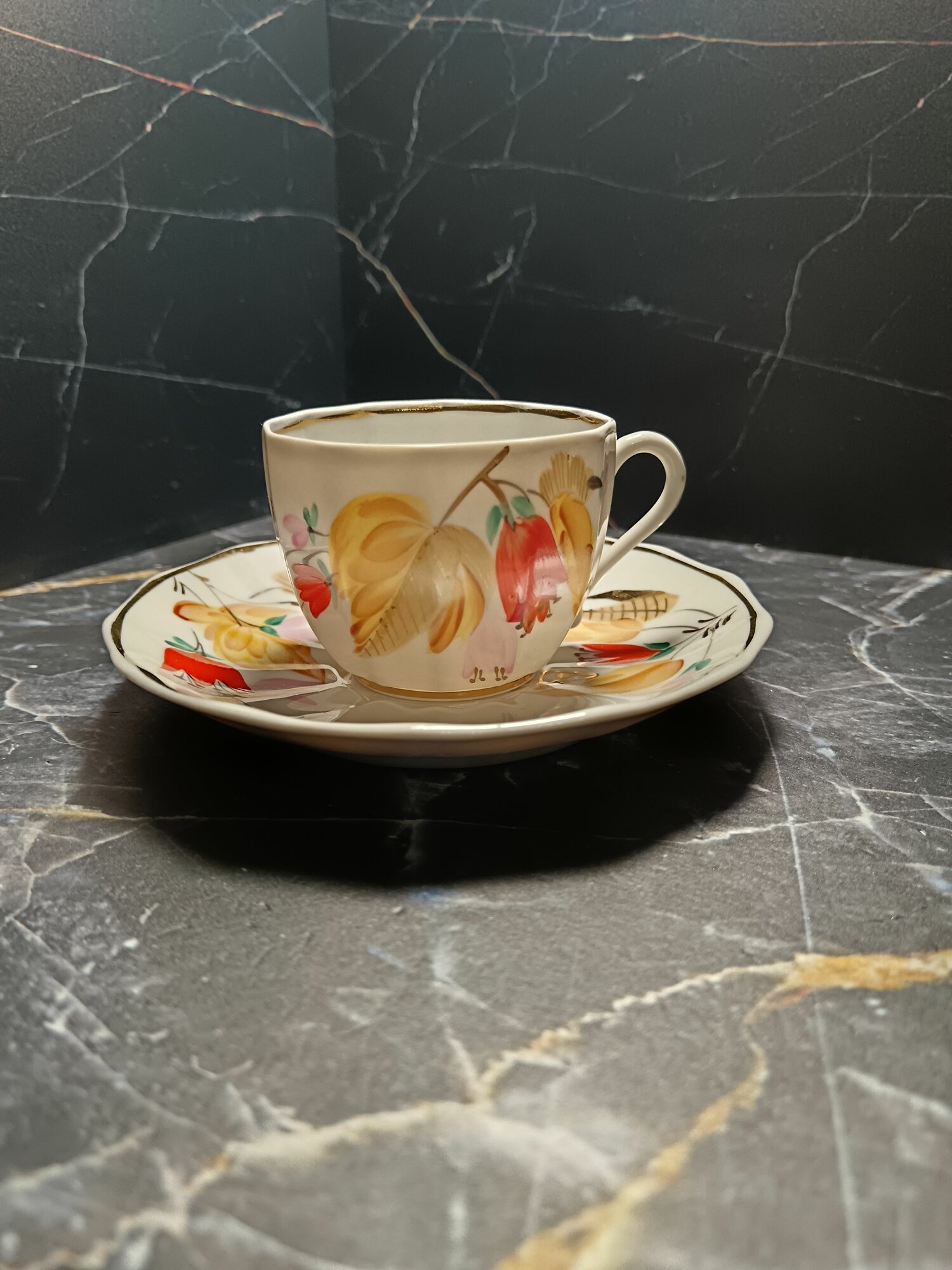 Кофейная пара Фабрики Гарднер в Вербилках "Цветы осени", винтаж