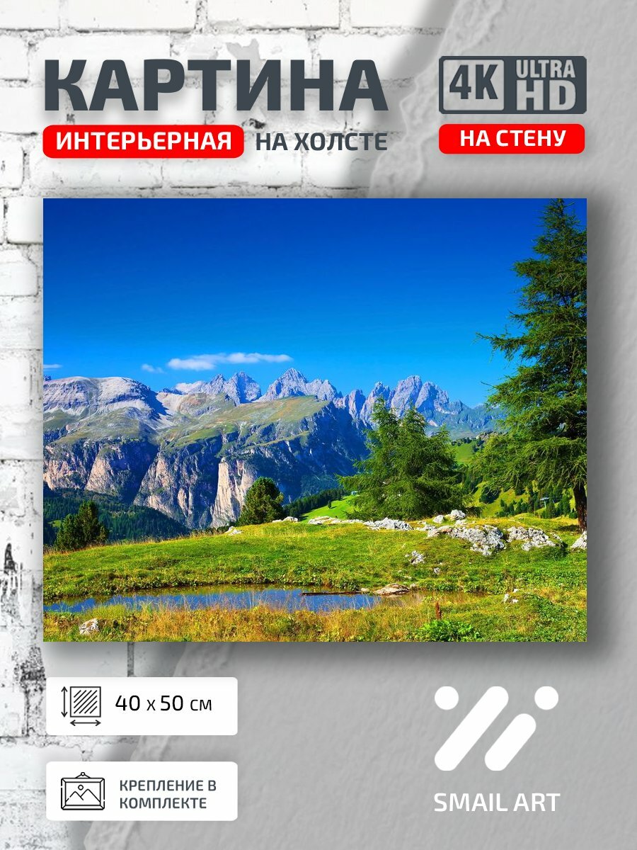 Картина на холсте интерьерная 40 на 50 на стену Гор Landscape для кабинета пейзаж интерьер