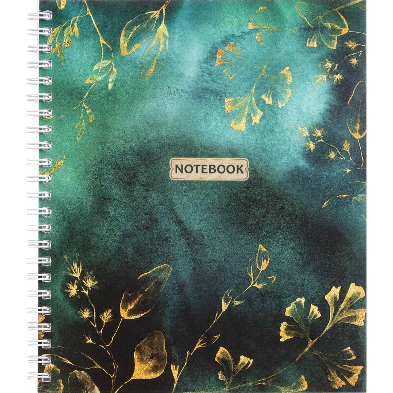 Бизнес-тетрадь Floral А5, 96л, клетка, обл. мел. картон, спираль, зелен