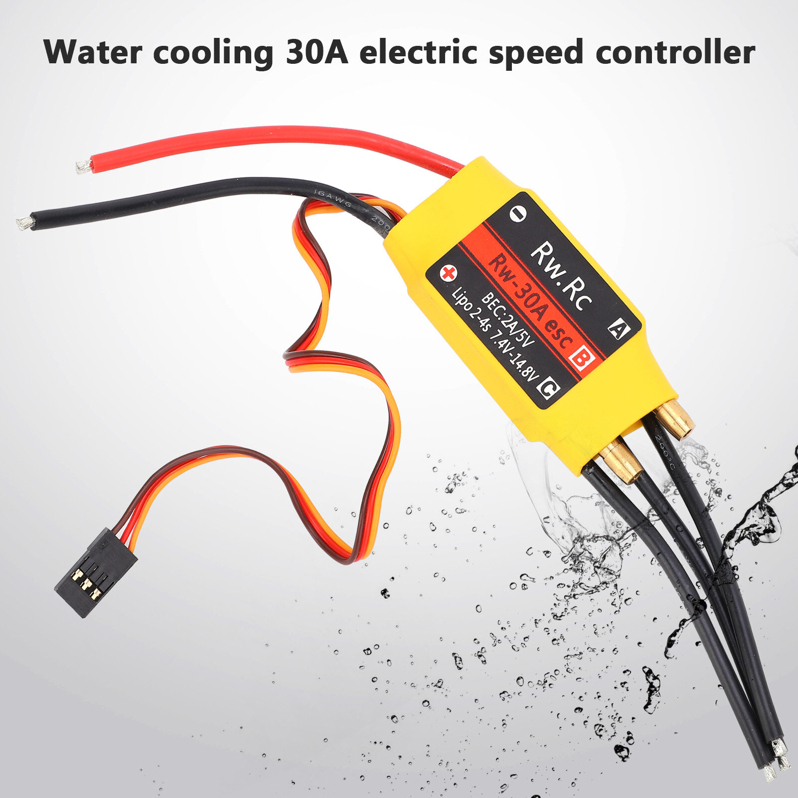 30A ESC Бесщеточный электрический регулятор скорости с водяным охлаждением ESC для модели лодки с дистанционным управлением