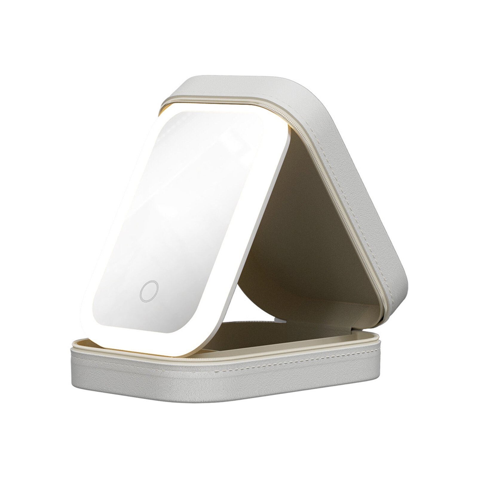 Косметическая сумка для хранения, светодиодное зеркало с подсветкой, косметическое зеркало с сенсорным управлением, 3-цветная подсветка, пыленепроницаемый разделенный ящик для хранения румян, теней для век, колец, сережек, ожерелий