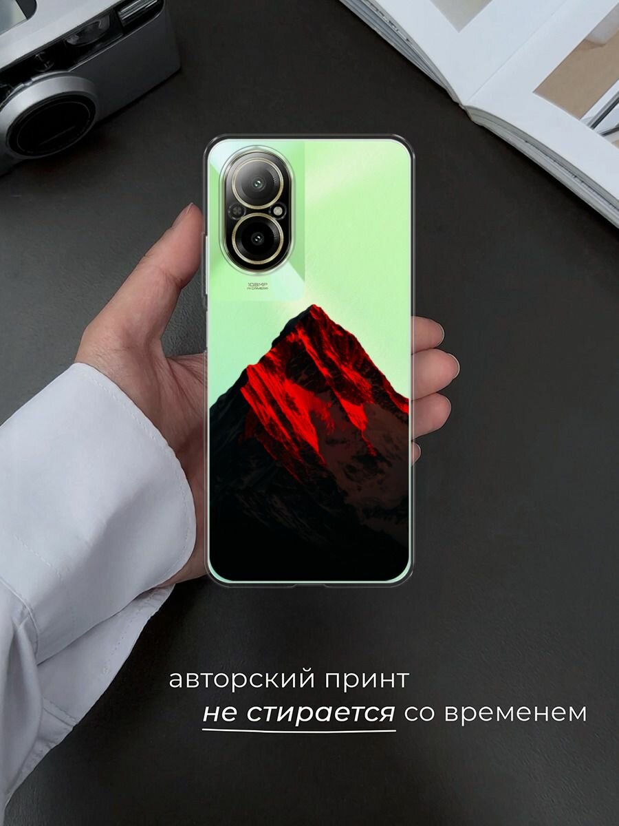 Чехол на Realme C67 4G / Реалми C67 4G с принтом Красная гора 2, прозрачный — фото 1