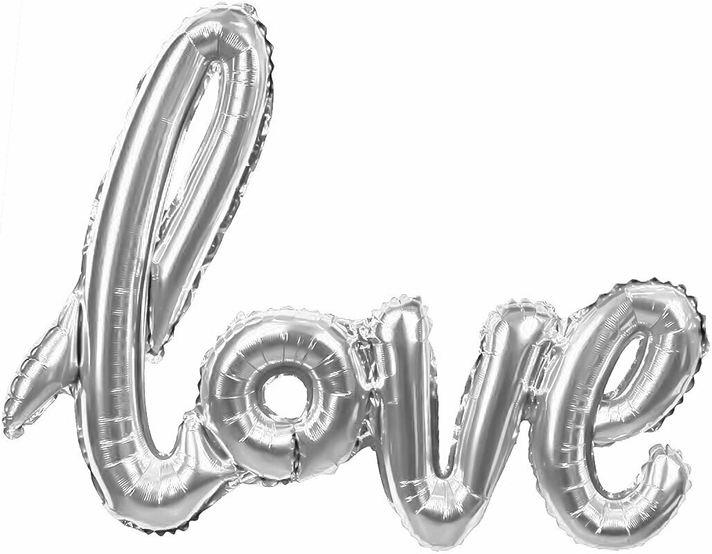 Воздушный шар Falali 41', 104 см, фигурный, надпись "love", серебро