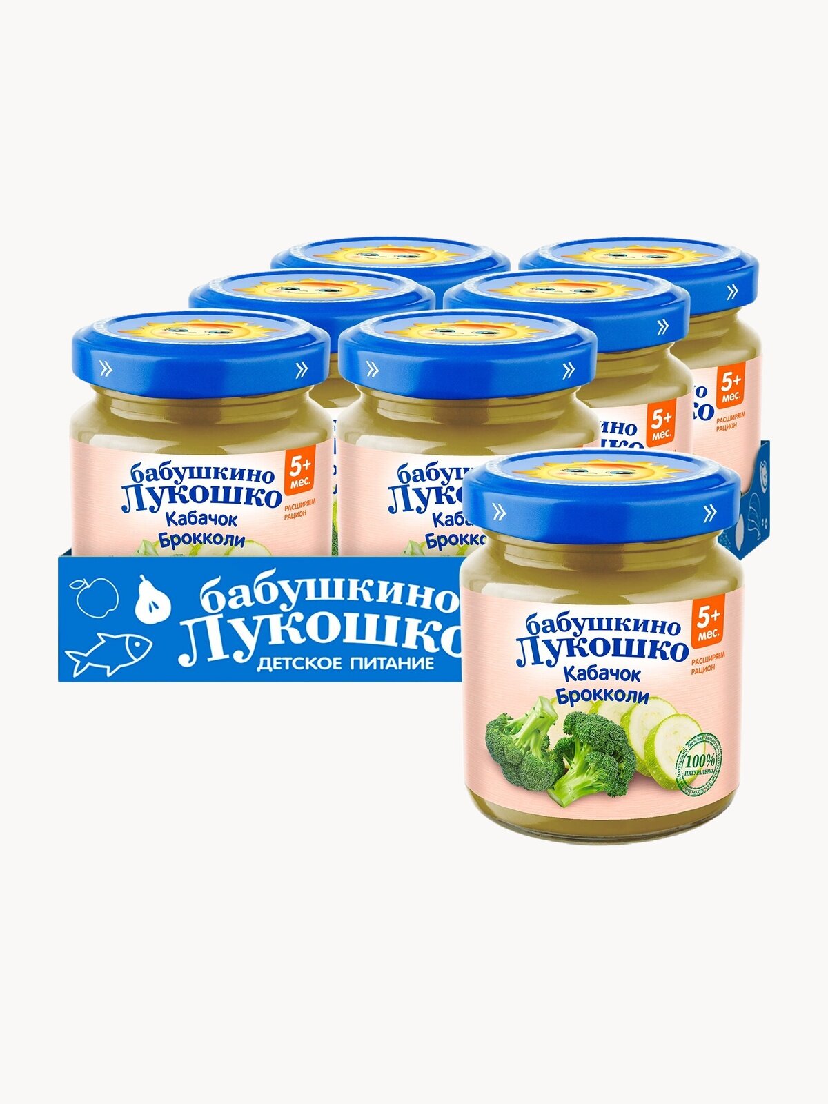 Спайка Пюре Бабушкино Лукошко Кабачки и капуста брокколи 100 г/6 шт