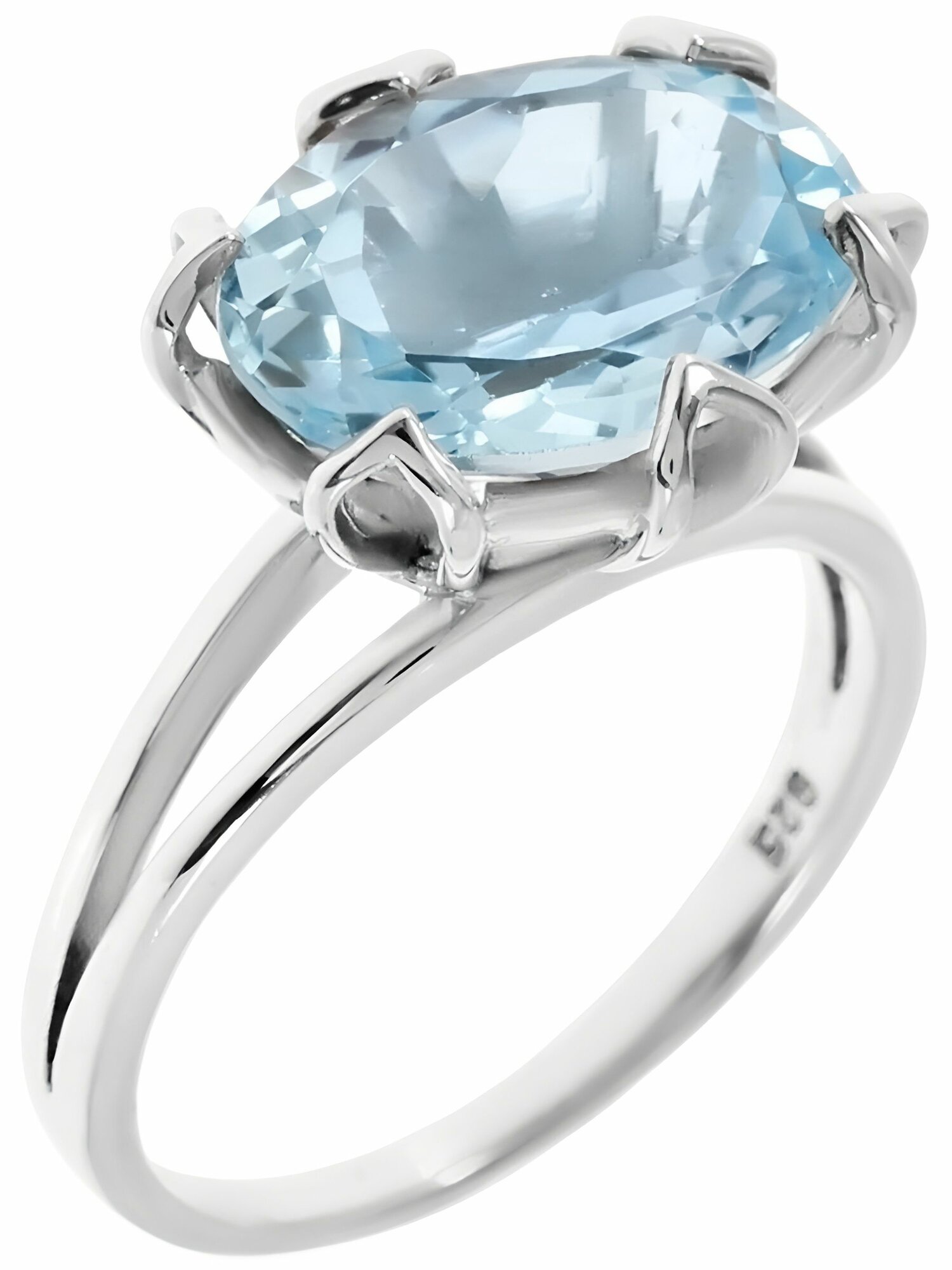 Кольцо тонкое, серебро, 925 проба, родирование, топаз