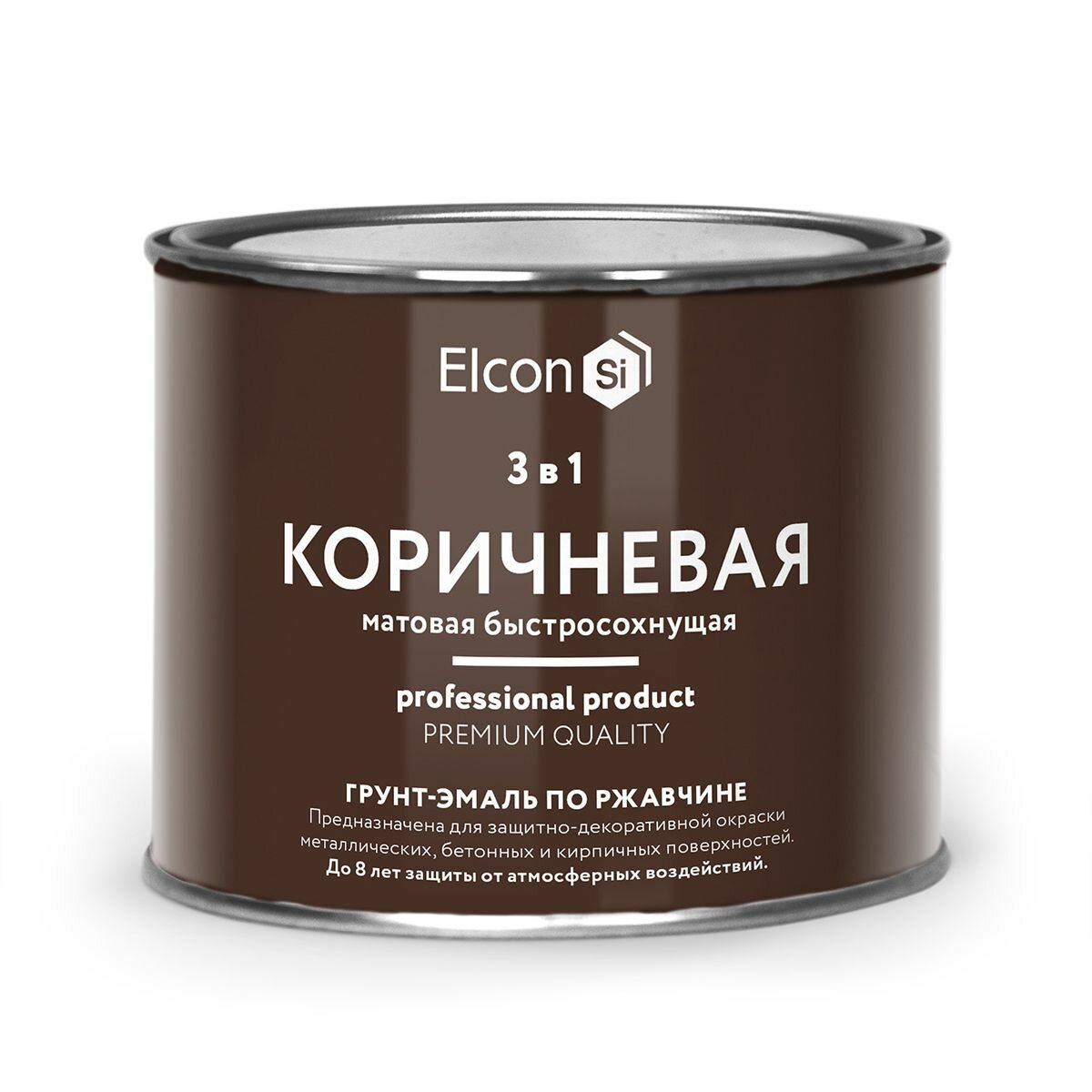 Грунт-эмаль ELCON по ржавчине, 3в1, матовая коричневая, 0.4 кг