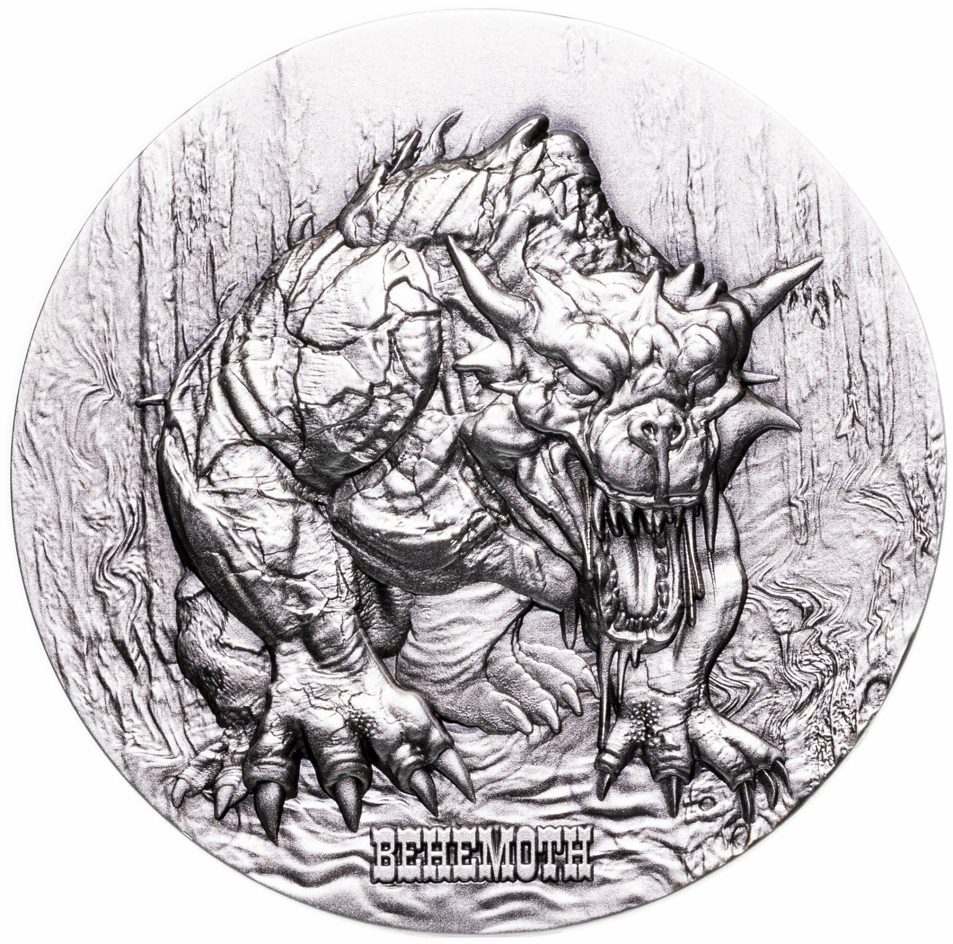 Камерун 2000 франков 2024 "Бегемот" в футляре, с сертификатом, Серебро 999, в сохранности UNC