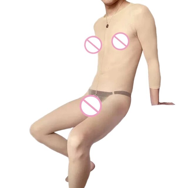 Мужской сексуальный боди с длинными рукавами, прозрачный комбинезон, мужской сексуальный боди с открытой промежностью и длинными рукавами.