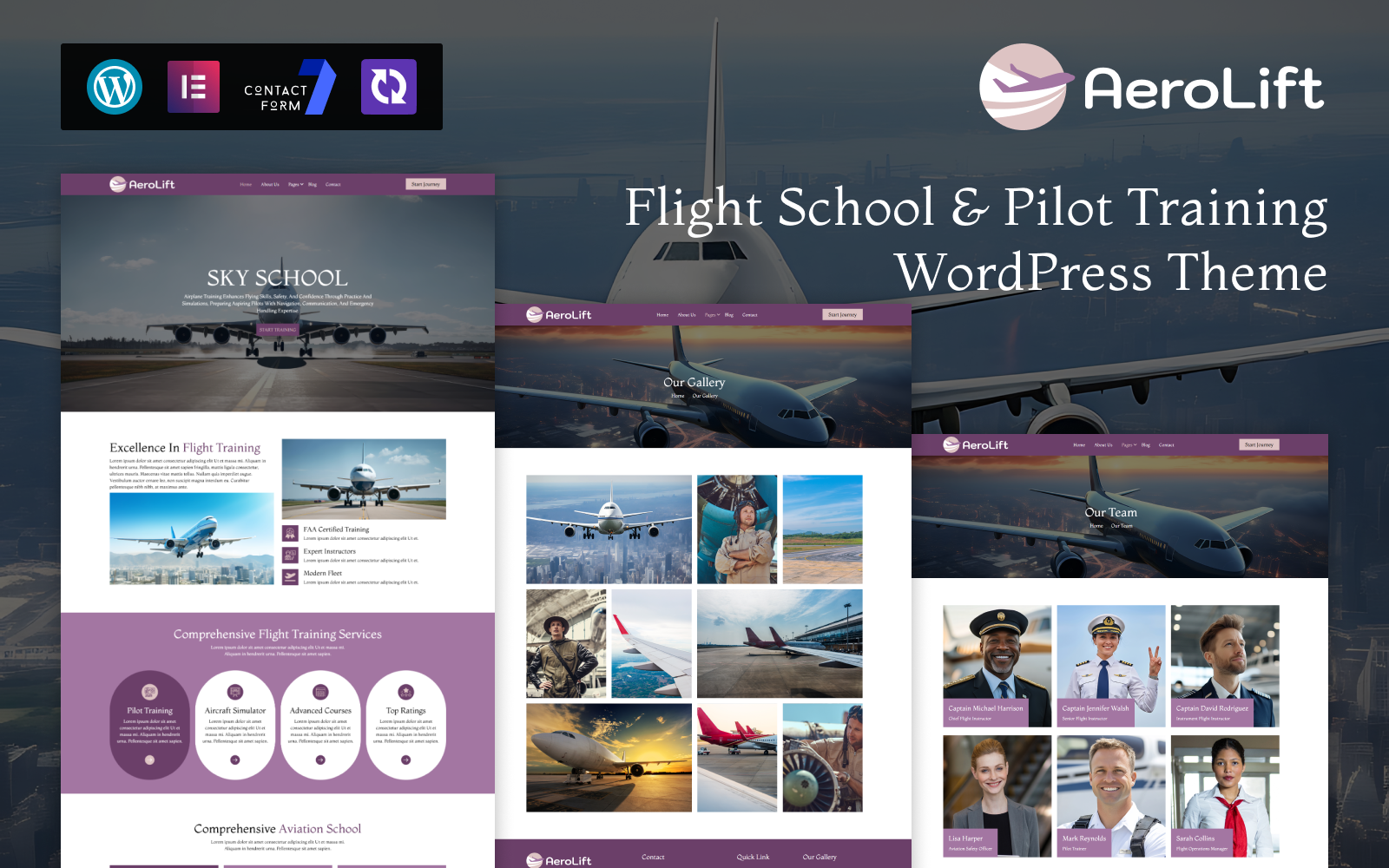 Подарочный сертификат на Шаблон для сайта Вордпресс с демоконтентом AeroLift – Flight School & Pilot Training WordPress Theme