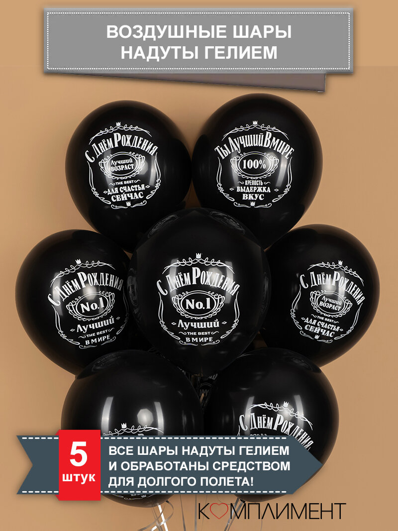 Набор воздушных шаров с гелием "С Днем Рождения", на день рождения, с гелием, 5шт