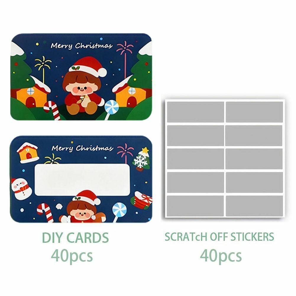 Скретч-карты с рождественскими героями мультфильмов, интерактивные рукописные скретч-карты(40 карточек + 40 листов пленки)