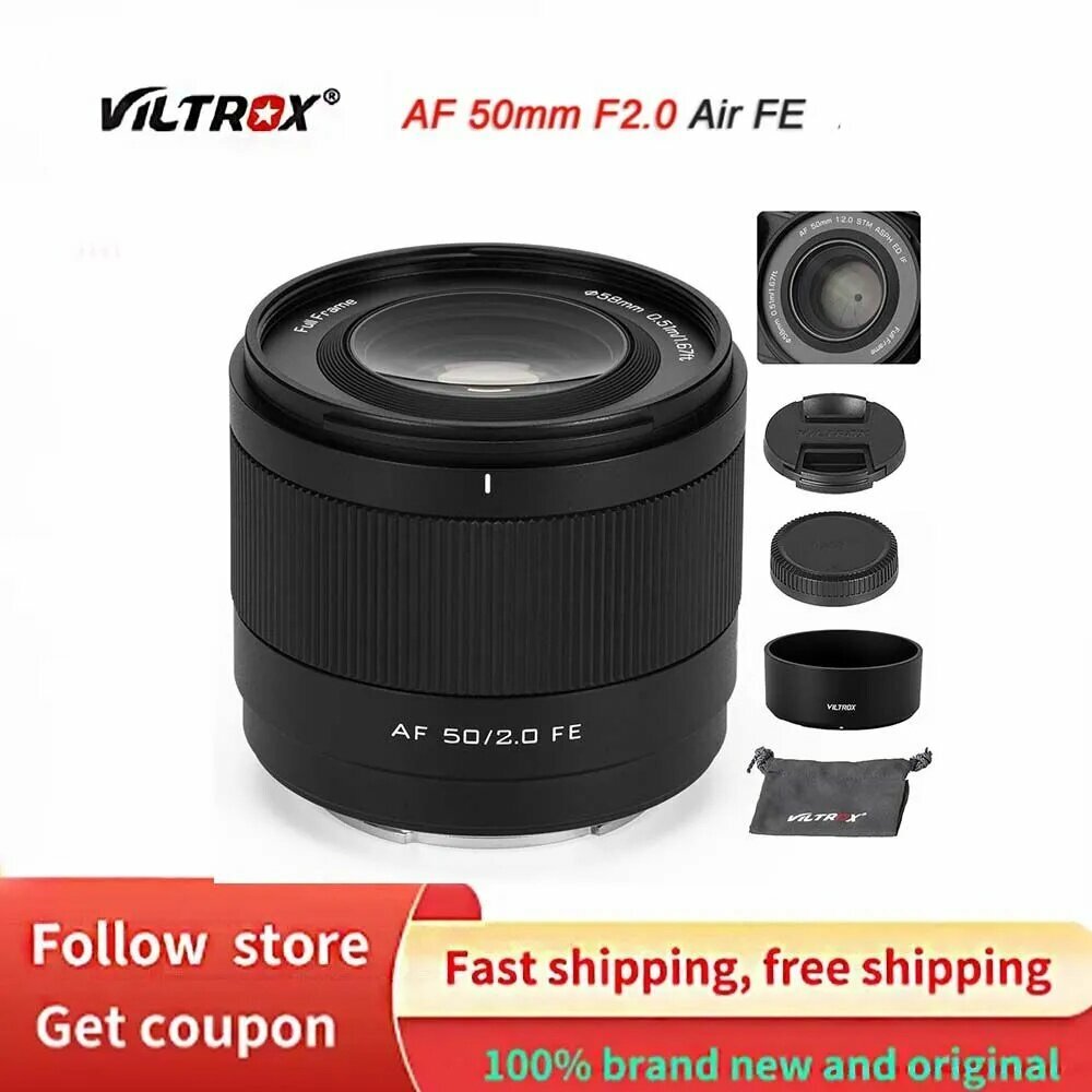 VILTROX 50mm F2.0 FE-Mount, AF 50mm F2 Objective для Sony E, Full Frame STM Auto Focus Prime Objective для Sony E-Mount камер