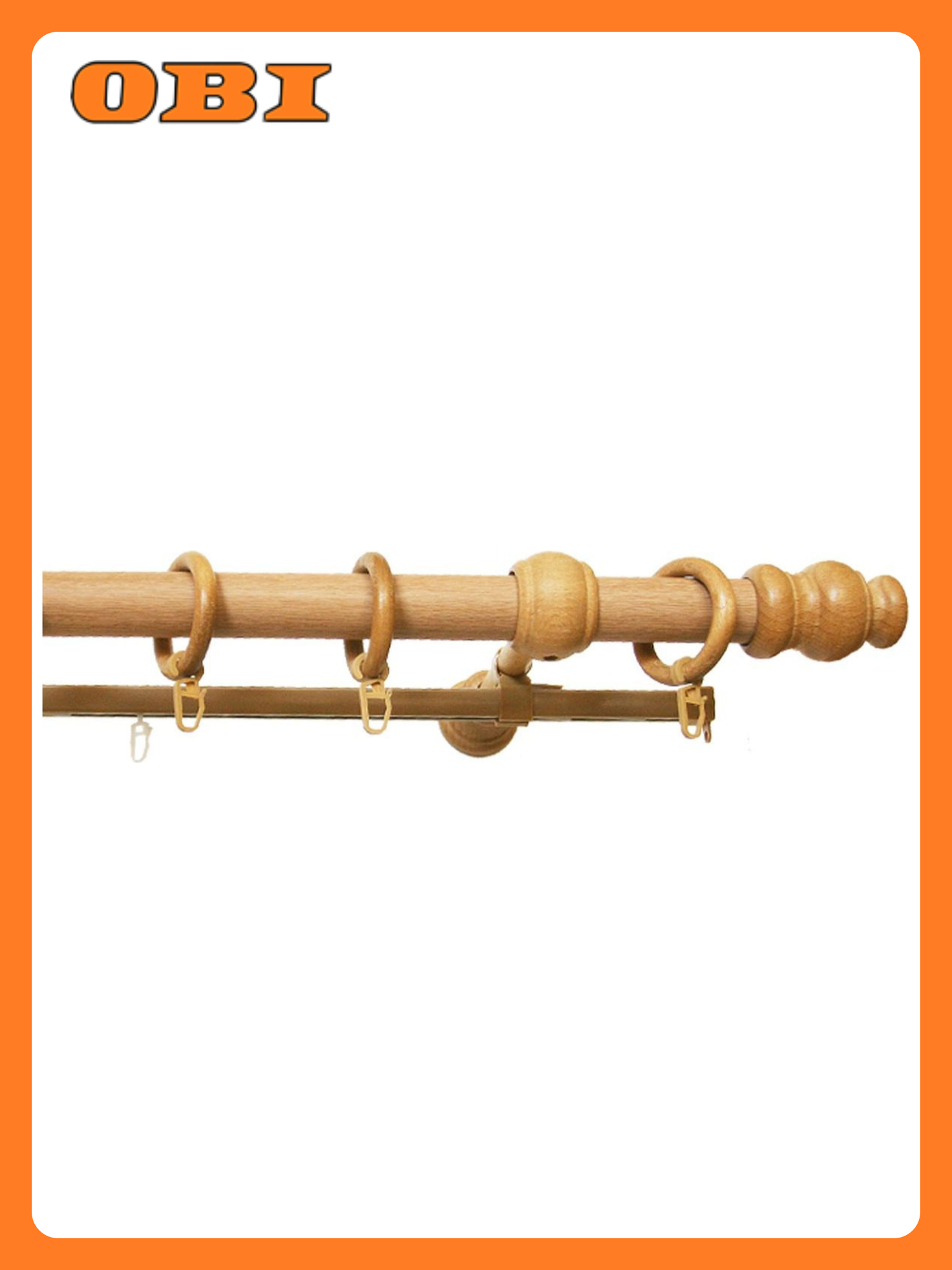 Карниз двухрядный наконечник стандартный дерево дуб светлый D28 мм 3 м