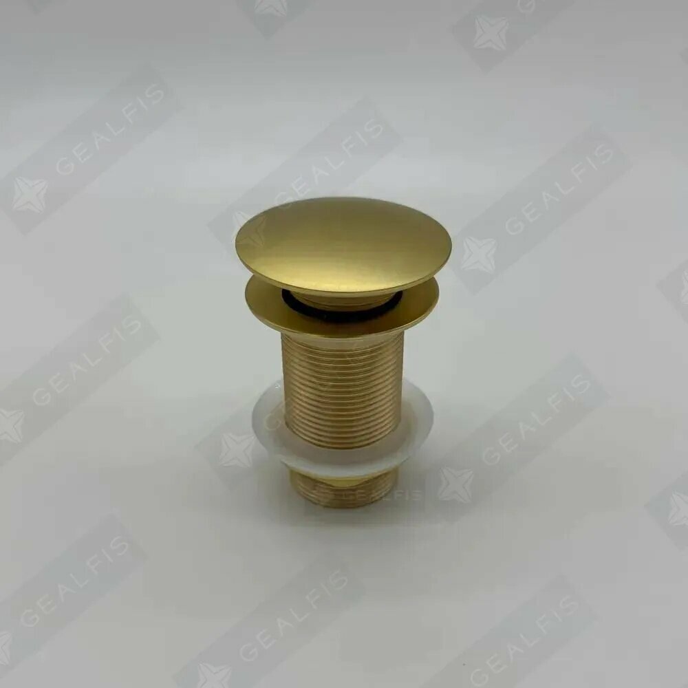 Донный клапан для раковины без перелива, выпуск матовое золото