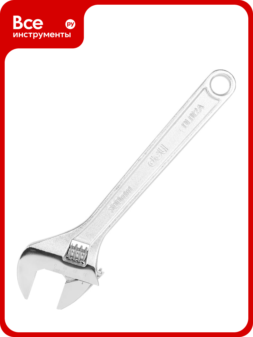 Разводной ключ DELI 300мм DL012A (раскрытие до 36мм, углеродистая сталь) 98310, облегчает работу