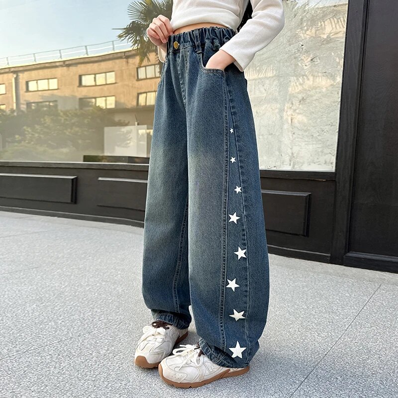 LI Mall Новые дизайнерские изогнутые джинсы уличные карпентер-брюки с звездами