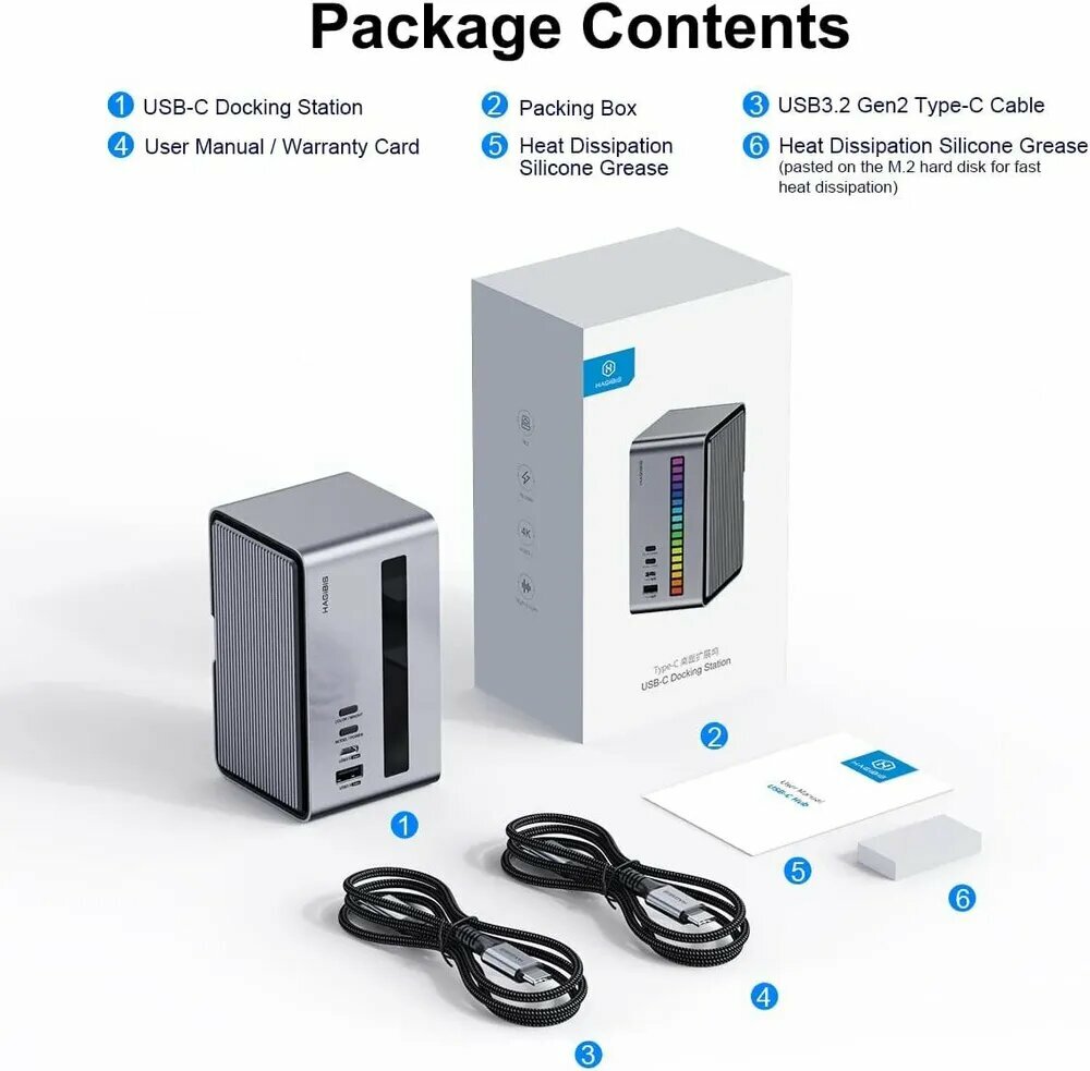 USB-HUB Hagibis 100pro 13-в-1 , Корпус для SD M2 Name накопителя, смартфона usb 3.1 PD100w зарядка, microSD, SD/TF. Ethernet адаптер сетевой/ RJ-45 переходник, HDMI 4k/60hz, светодиодная лента