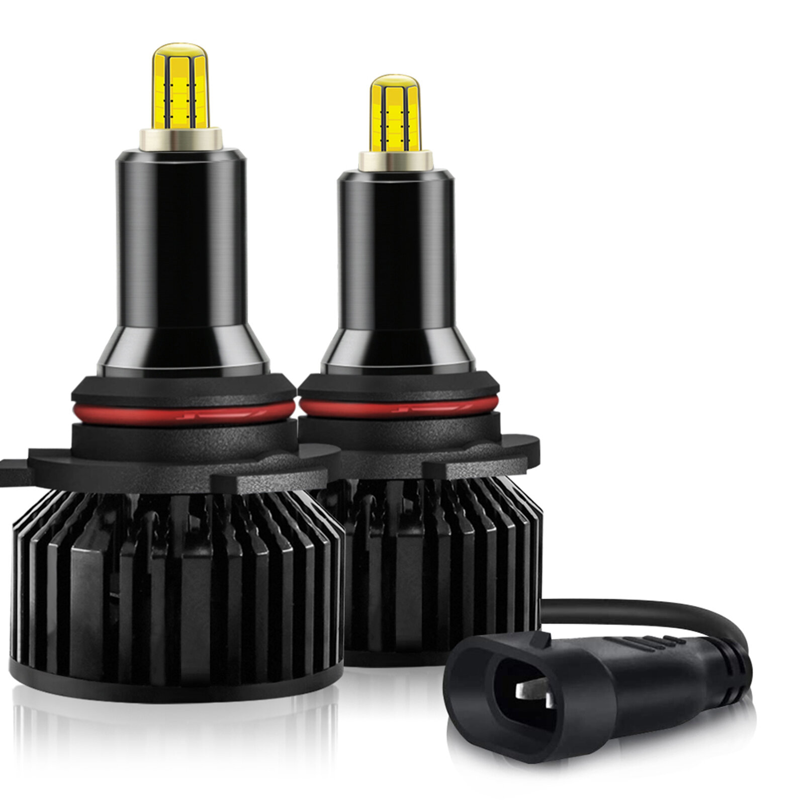 Автомобильные светодиодные фары для автомобиля, дальний свет, фары 360 градусов, регулируемый луч, 18 CSP-LED чипов, фонарь, 6000K, 1800 лм, патрон H7, H11, 9005, 9006, 9012 (доступно), 60Вт, авиационный алюминий, черный, >50000 часов, 10-32В, -40℃-85℃,