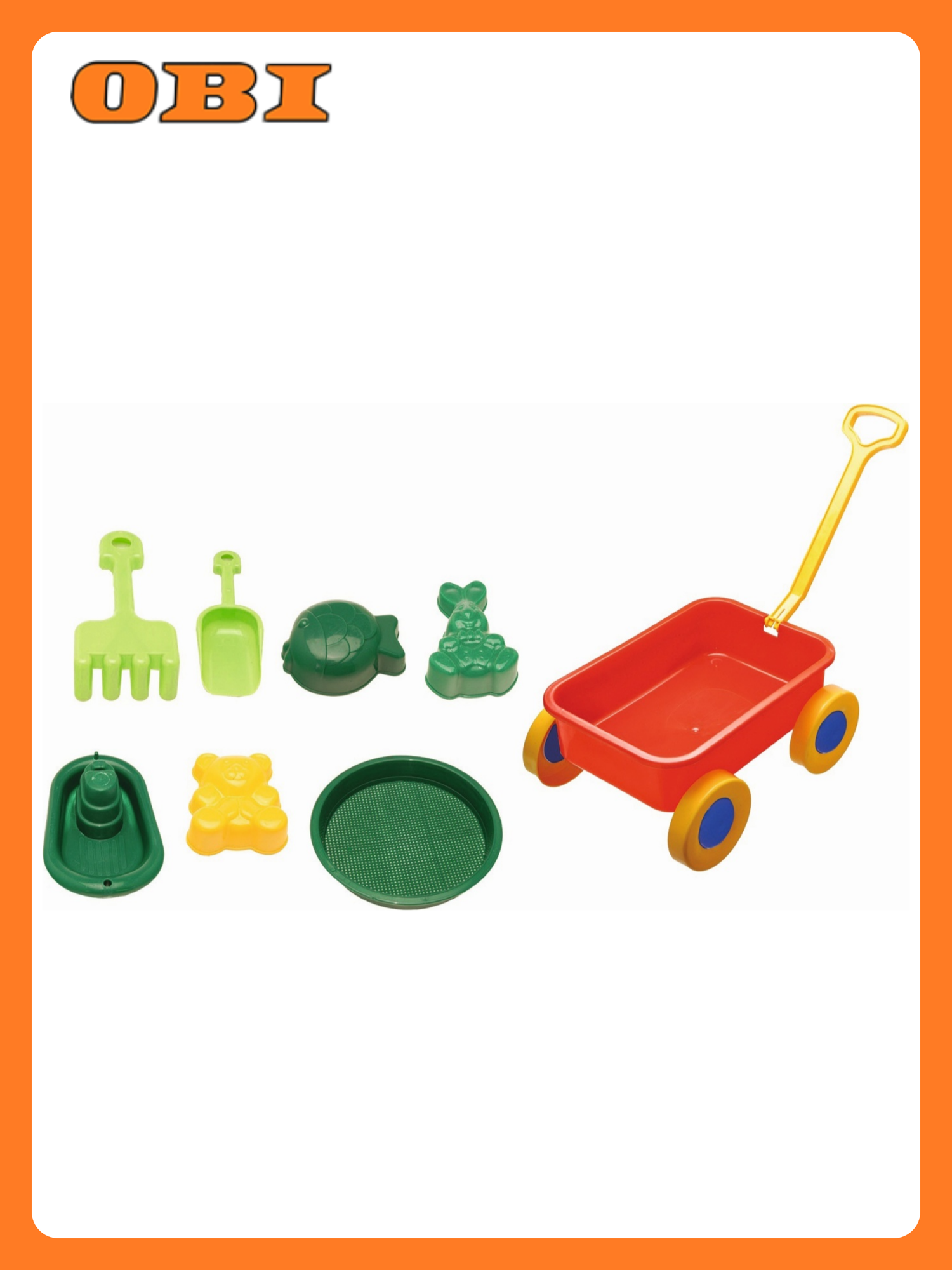 Набор для песка WAGON, с тележкой, 8 предметов, пластик, разноцветный