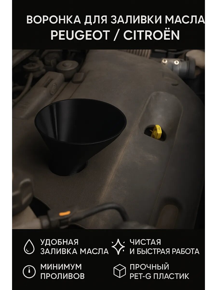 Воронка маслозаливная Peugeot Traveller Citroen SpaceTourer, черная
