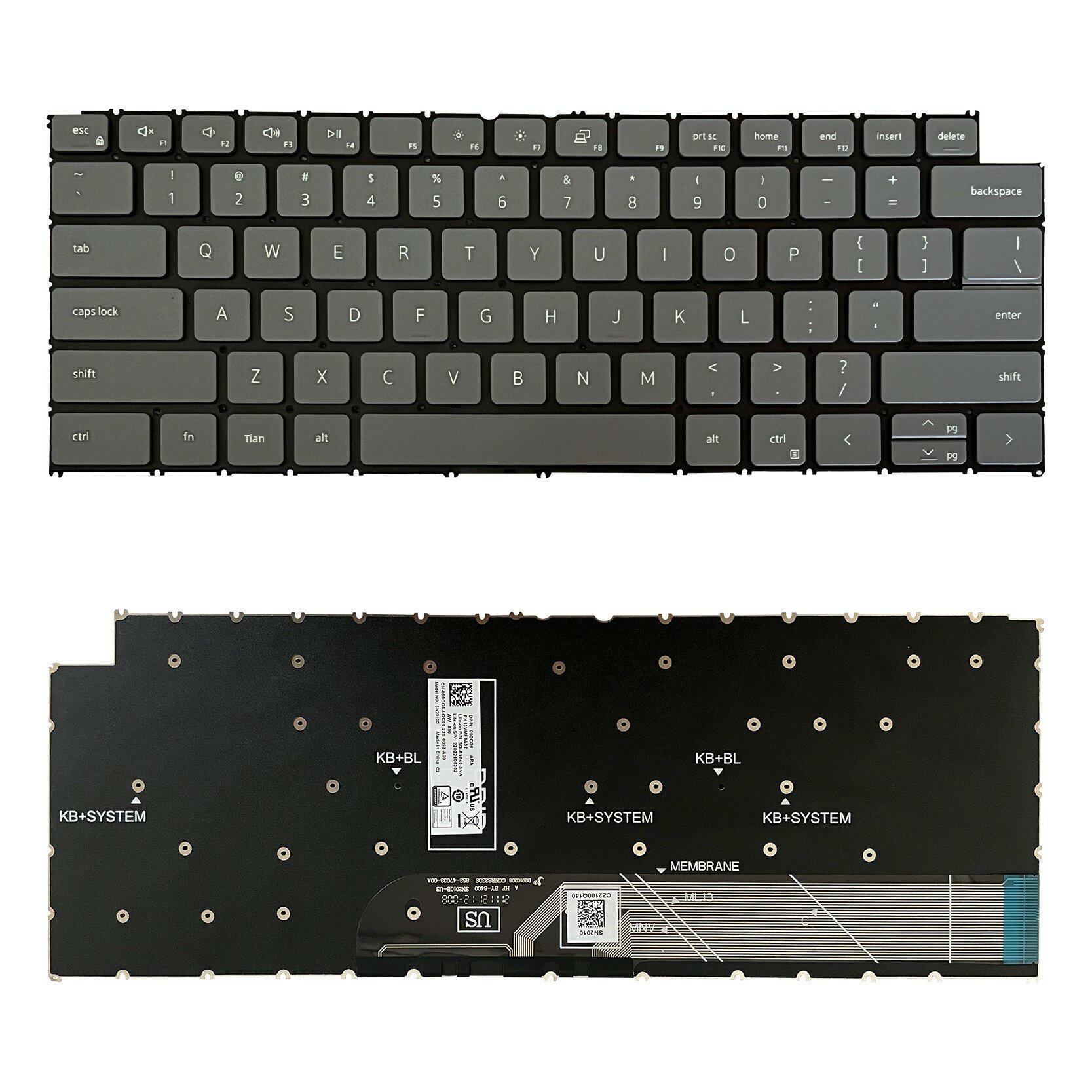 Подходит для клавиатуры Dell Inspiron 13 5310 5320 5410 5415 5418 P144G. Новая клавиатура без подсветки серого цвета.