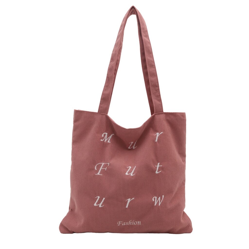 Corduroy Tote Shoulder Bag Handbag, Pink