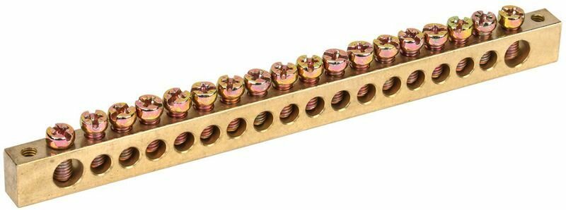 Шина PEN «земля-ноль» 8х12мм 20/2 (20групп/крепеж по краям) IEK YNN21-20-100