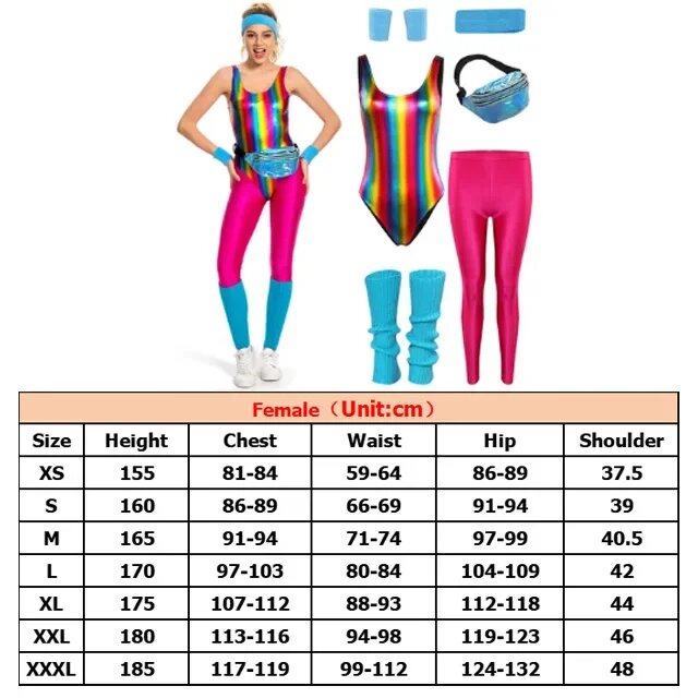 Ретро 80-е хиппи диско костюм 6 шт. L, Costume D