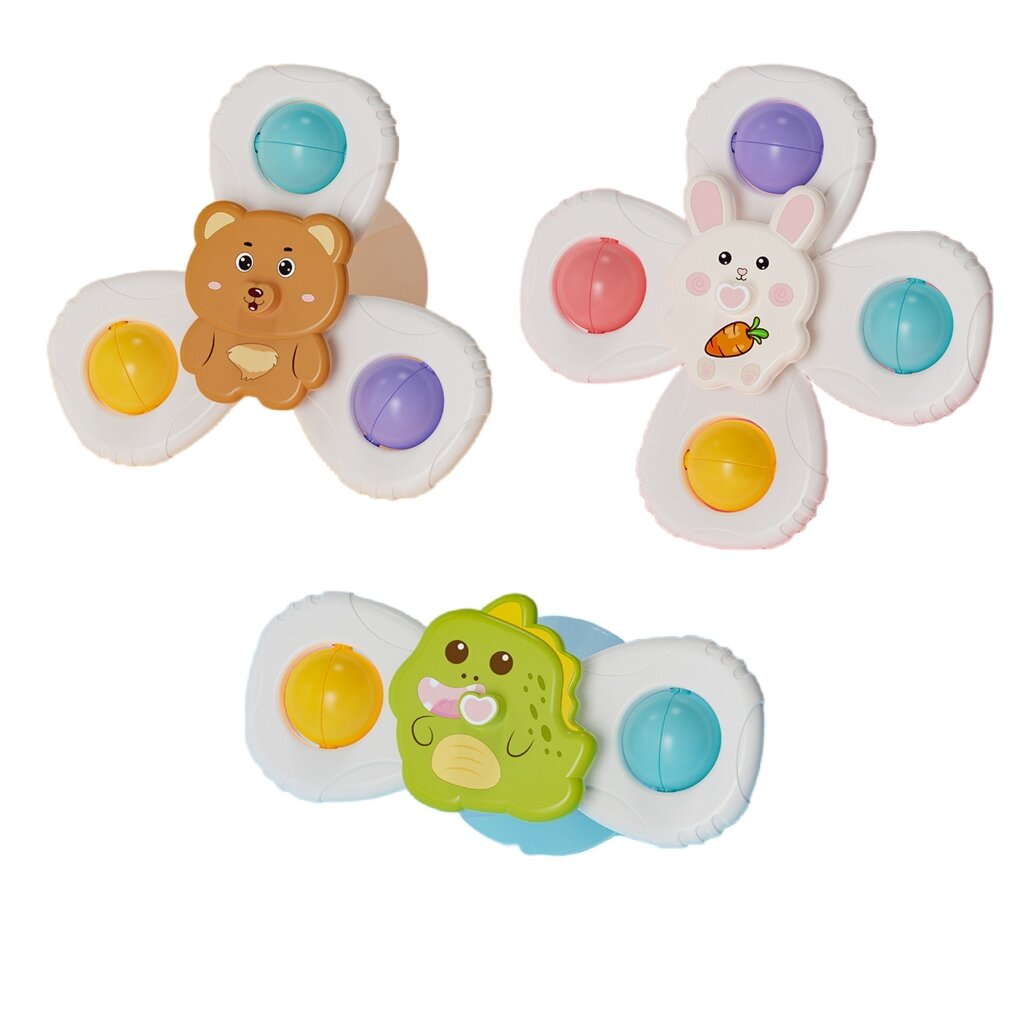 3шт Мультяшная Игрушка-Колесо На Присоске для Сенсорной Слуховой Стимуляции Младенцев