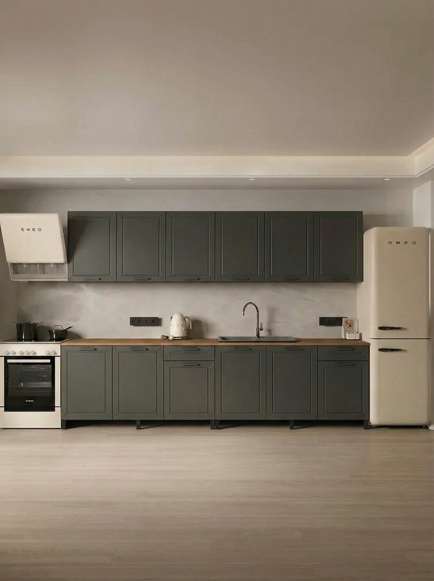 Кухонный гарнитур Мадрид 3м диамант серый со столешницей